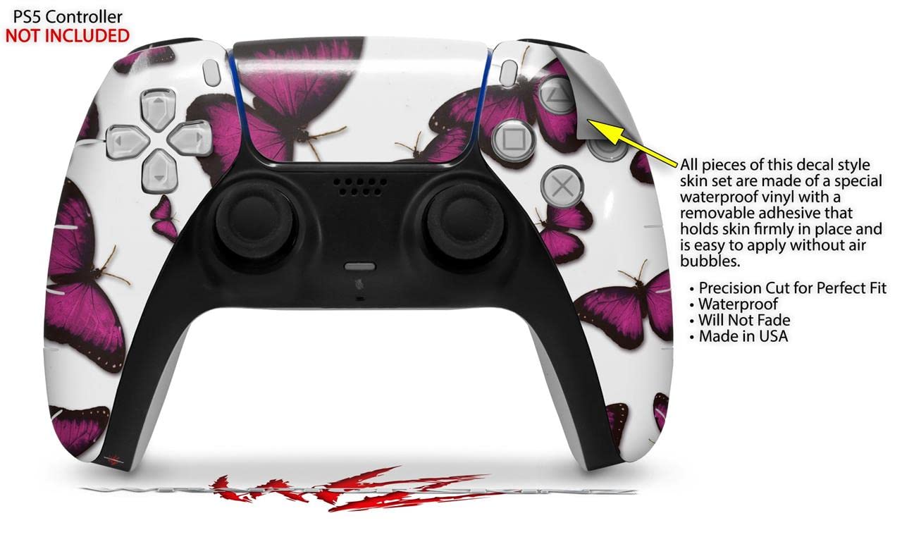 WraptorSkinz Skin Wrap compatible with Sony PS5 DualSense Controller Butterflies Purple (CONTROLLER NOT INCLUDED)