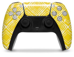 wraptorskinz skin wrap compatible with sony ps5 dualsense controller wavey yellow (controller not included)