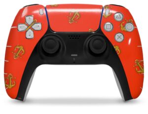 wraptorskinz skin wrap compatible with sony ps5 dualsense controller anchors away red (controller not included)