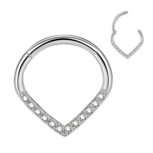 cm crareesi mania 16g stainless steel daith earrings, 1.2mm hinge hoop clicker rings with cz, hypoallergenic for helix, tragus, cartilage piercing jewelry