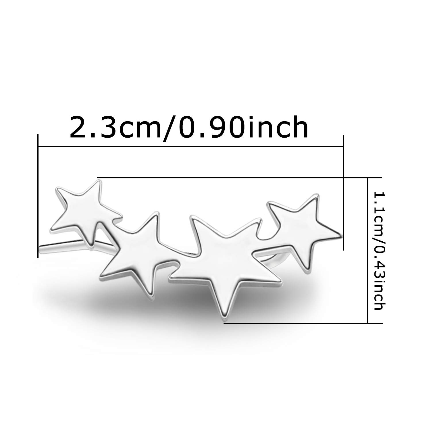 Sterling Silver Star Ear Climber - Hypoallergenic Ear Cuffs Stars Ear Crawler for Women Girls