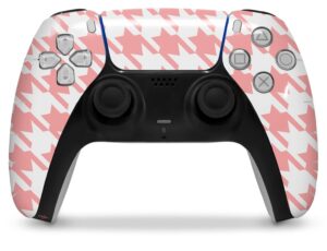 wraptorskinz skin wrap compatible with sony ps5 dualsense controller houndstooth pink (controller not included)