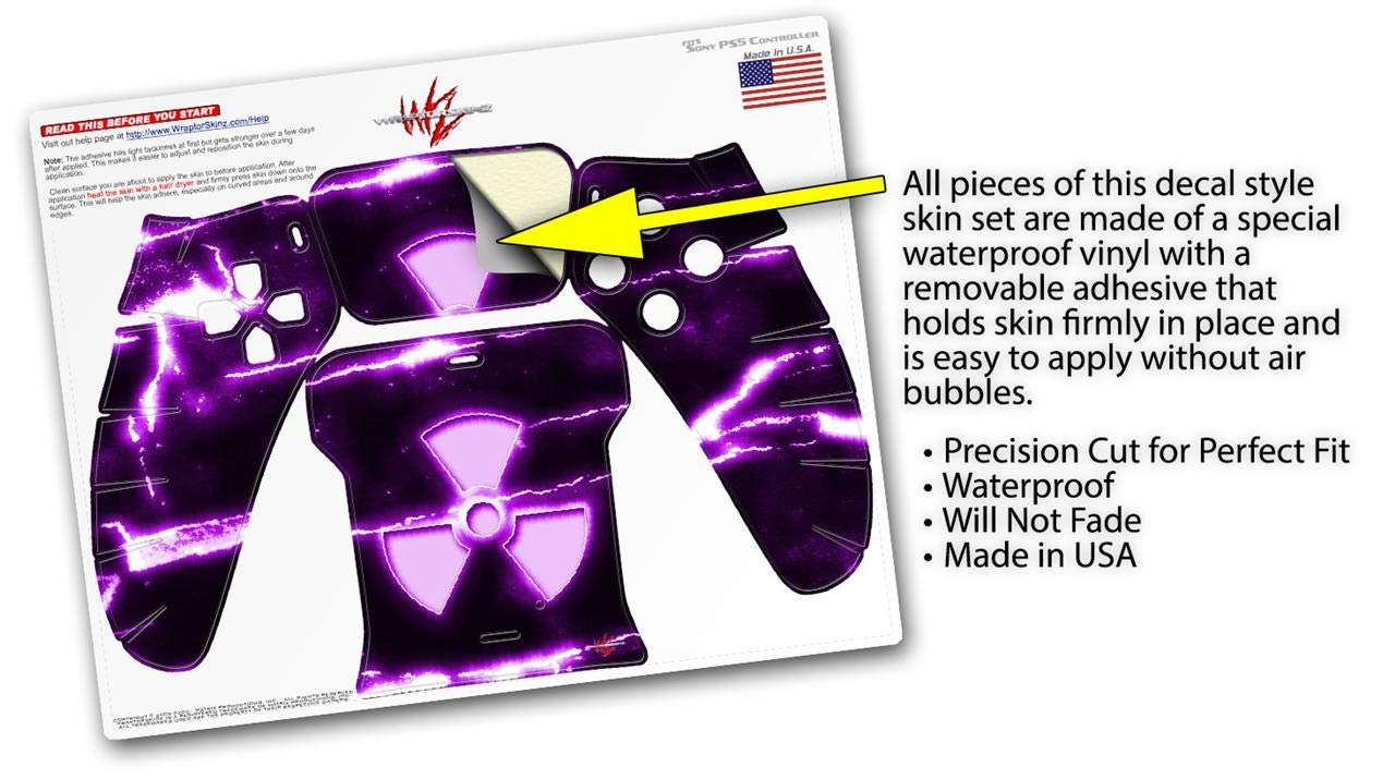 WraptorSkinz Skin Wrap compatible with Sony PS5 DualSense Controller Radioactive Purple (CONTROLLER NOT INCLUDED)