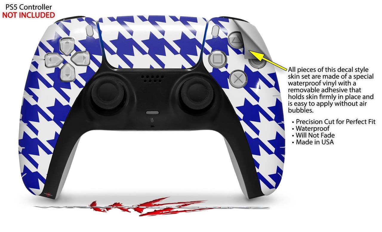 WraptorSkinz Skin Wrap compatible with Sony PS5 DualSense Controller Houndstooth Royal Blue (CONTROLLER NOT INCLUDED)