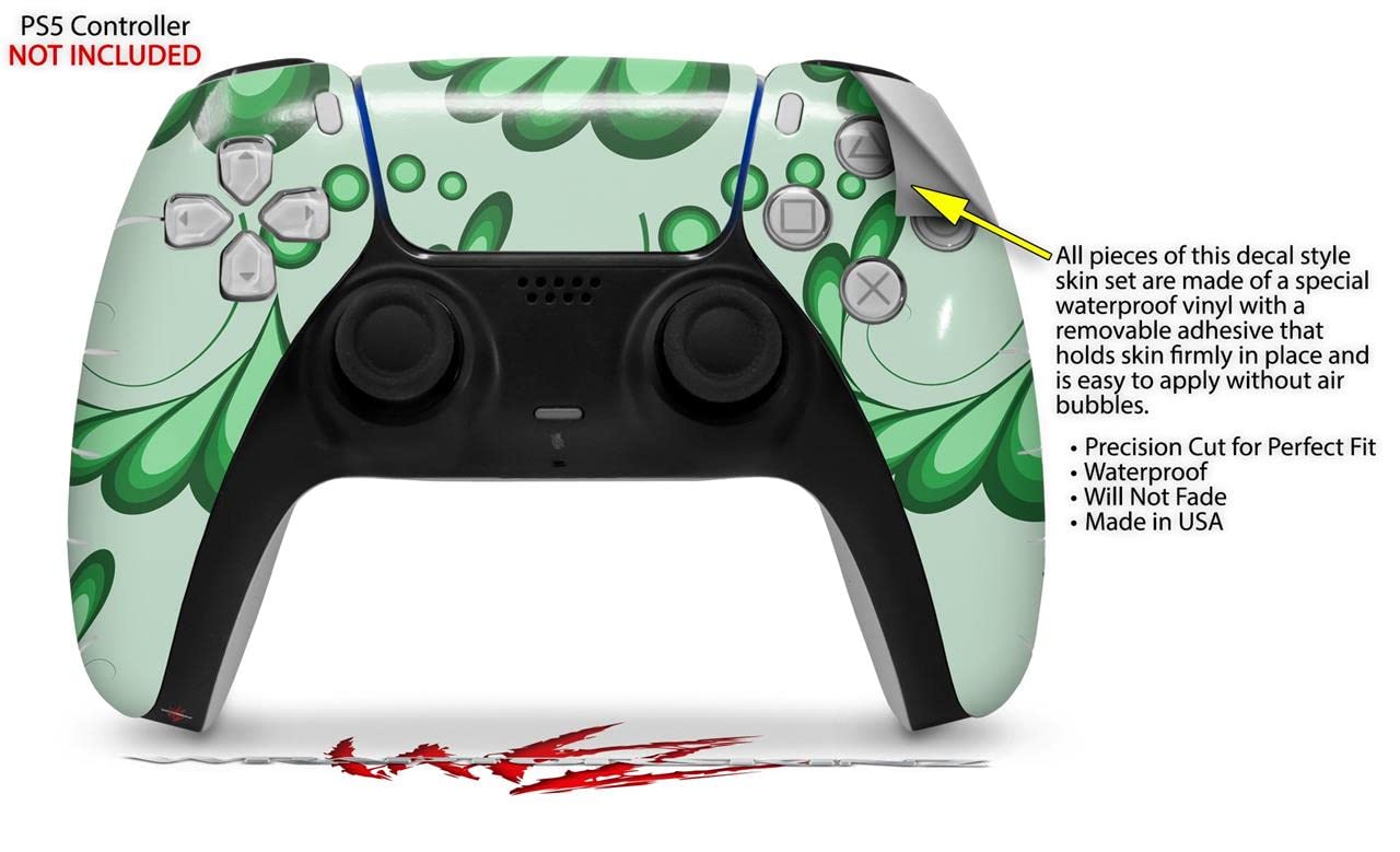 WraptorSkinz Skin Wrap compatible with Sony PS5 DualSense Controller Petals Green (CONTROLLER NOT INCLUDED)