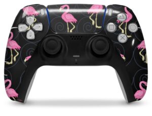 wraptorskinz skin wrap compatible with sony ps5 dualsense controller flamingos on black (controller not included)