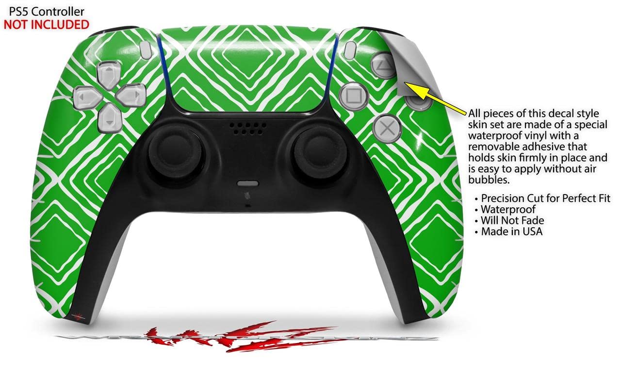 WraptorSkinz Skin Wrap compatible with Sony PS5 DualSense Controller Wavey Green (CONTROLLER NOT INCLUDED)