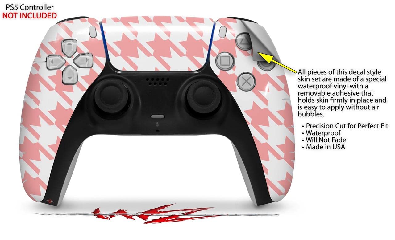 WraptorSkinz Skin Wrap compatible with Sony PS5 DualSense Controller Houndstooth Pink (CONTROLLER NOT INCLUDED)