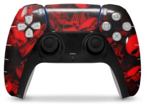 wraptorskinz skin wrap compatible with sony ps5 dualsense controller skulls confetti red (controller not included)