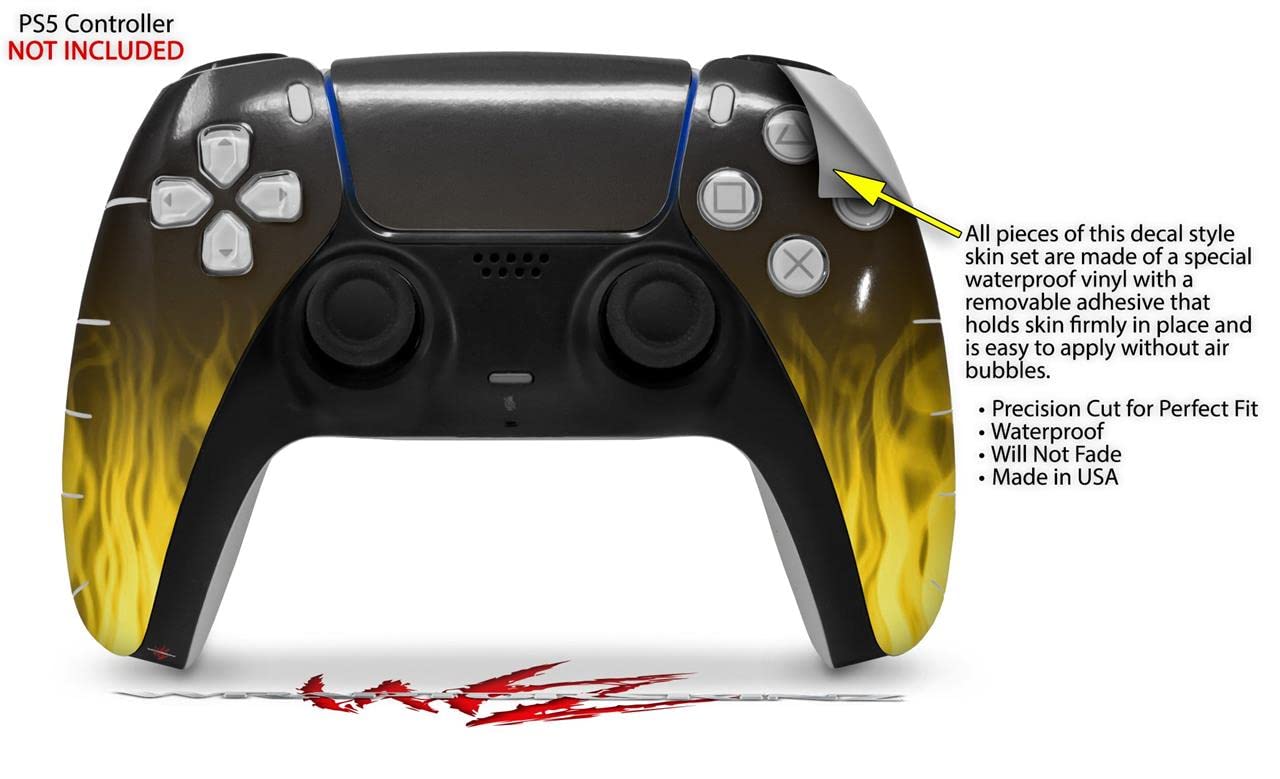 WraptorSkinz Skin Wrap compatible with Sony PS5 DualSense Controller Fire Yellow (CONTROLLER NOT INCLUDED)