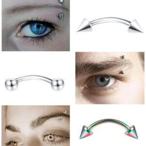 FIBO STEEL 16G 20Pcs Eyebrow Rings Lip Ring Barbell Curved Ring Tragus Daith Rook Earring Acrylic Piercing Jewelry for Women Men Classic