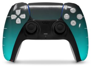 wraptorskinz skin wrap compatible with sony ps5 dualsense controller smooth fades neon teal black (controller not included)