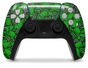 wraptorskinz skin wrap compatible with sony ps5 dualsense controller scattered skulls green (controller not included)