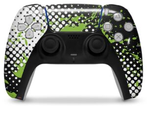 wraptorskinz skin wrap compatible with sony ps5 dualsense controller halftone splatter green white (controller not included)