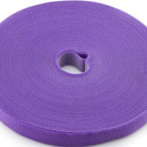 Saisn Reusable Fastening Tape Cable Ties 3/4 Inch Double Side Hook Roll (25 Yard, Purple)