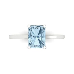 clara pucci 2.0 ct emerald cut solitaire natural aquamarine engagement wedding bridal promise anniversary ring 18k white gold size 8.75