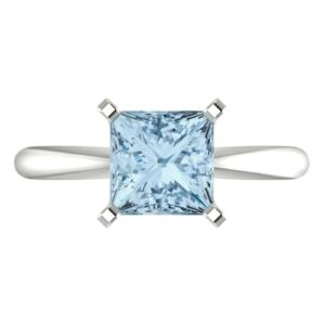 clara pucci 2.0 ct princess cut solitaire natural aquamarine engagement wedding bridal promise anniversary ring 18k white gold size 3.75