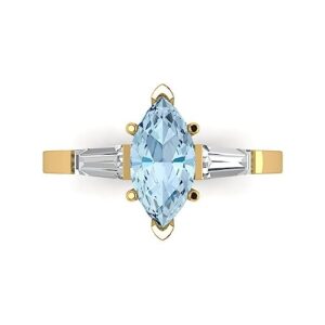 clara pucci 2ct marquise cut 3 stone solitaire genuine natural aquamarine engagement promise anniversary bridal ring 18k yellow gold 3.75