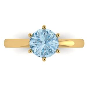 clara pucci 1.50 ct round cut solitaire natural aquamarine engagement wedding bridal promise anniversary ring in 18k yellow gold size 6