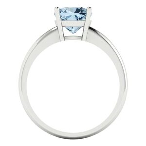 Clara Pucci 2.0 ct Cushion Cut Solitaire Natural Aquamarine Engagement Wedding Bridal Promise Anniversary Ring 18K White Gold Size 11