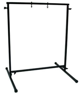 the gong shop gong stands / support gongs up to 26” / easy to set up and easy to hang gongs / black gong stand / metal gong stand to support small gongs 18" - 26" / gong not included