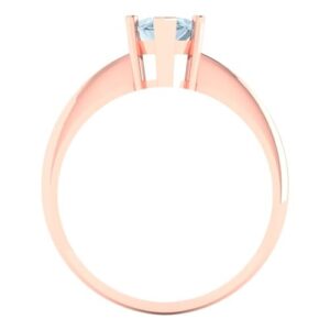 Clara Pucci 1.50 ct Marquise Cut Solitaire Natural Aquamarine Engagement Wedding Bridal Promise Anniversary Ring 18K Rose Gold Size 3.5