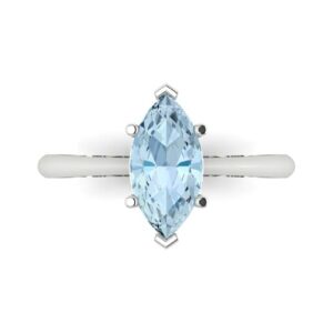 clara pucci 1.50 ct marquise cut solitaire natural aquamarine engagement bridal promise anniversary ring 18k white gold size 10.25