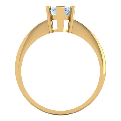 Clara Pucci 1.5 ct Marquise Cut Solitaire Natural Aquamarine Engagement Bridal Promise Anniversary Ring 18K Yellow Gold Size 10.5