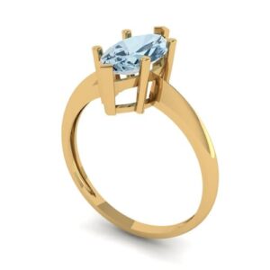 Clara Pucci 1.5 ct Marquise Cut Solitaire Natural Aquamarine Engagement Bridal Promise Anniversary Ring 18K Yellow Gold Size 10.5