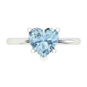 clara pucci 2.0 ct heart cut solitaire natural aquamarine 5-prong engagement bridal promise anniversary ring 18k white gold size 3.75