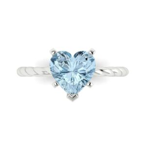 clara pucci 2ct heart cut solitaire rope twisted knot natural aquamarine engagement bridal promise anniversary ring 18k white gold 9