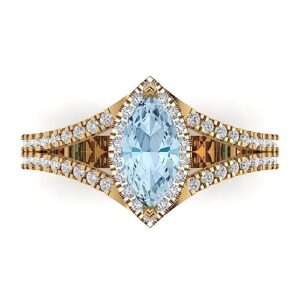 clara pucci 1.20ct marquise cut solitaire halo genuine natural aquamarine engagement promise anniversary bridal ring 18k yellow gold 9.25