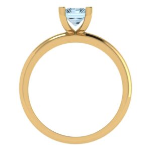 1.1 ct Emerald Cut Solitaire Aquamarine Classic Bridal Wedding Statement ring Solid 18K Yellow Gold for Women Size 4.75