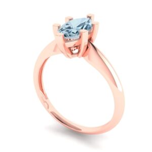 Clara Pucci 1.0 ct Marquise Cut Solitaire Natural Aquamarine Engagement Wedding Bridal Promise Anniversary Ring 18K Rose Gold Size 3.5