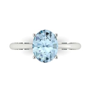 clara pucci 2.0 ct oval cut solitaire natural aquamarine engagement wedding bridal promise anniversary ring 18k white gold size 6.75