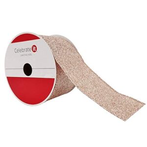 2.5" glitter taffeta wired ribbon by celebrate it christmas