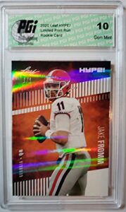 jake fromm 2020 leaf hype! #34 white shimmer 1/1 rookie card pgi 10