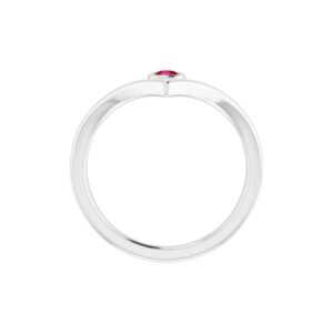 Solid 925 Sterling Silver Solitaire Ruby Solitaire Bezel-Set "V" Ring Band (Width = 8.7mm) - Size 7