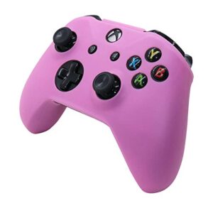 Pink Skins RALAN,Silicone Controller Cover Skin Protector Compatible for Xbox One S/X Controller (Pink Pro Thumb Grip x 2,Cat + Skull Cap &Cover Grip x 2)