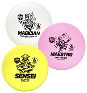 discmania active soft disc golf set of 3 – includes disc golf putter, mid-range and driver, frisbee golf disc set, disc golf starter set (colors will vary)