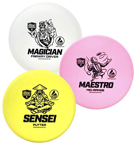 Discmania Active Soft Disc Golf Set of 3 – Includes Disc Golf Putter, Mid-Range and Driver, Frisbee Golf Disc Set, Disc Golf Starter Set (Colors Will Vary)