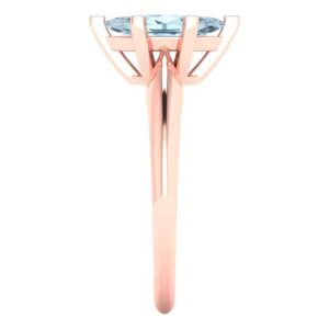 Clara Pucci 1.0 ct Marquise Cut Solitaire Natural Aquamarine Engagement Wedding Bridal Promise Anniversary Ring 18K Rose Gold Size 3.5