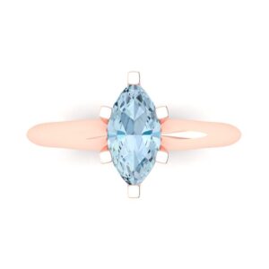 clara pucci 1.0 ct marquise cut solitaire natural aquamarine engagement wedding bridal promise anniversary ring 18k rose gold size 3.5