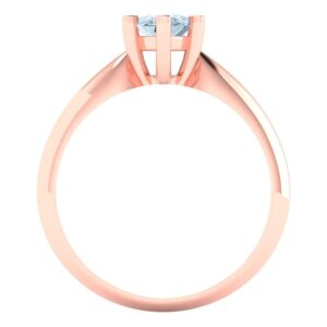 Clara Pucci 1.0 ct Marquise Cut Solitaire Natural Aquamarine Engagement Wedding Bridal Promise Anniversary Ring 18K Rose Gold Size 3.5