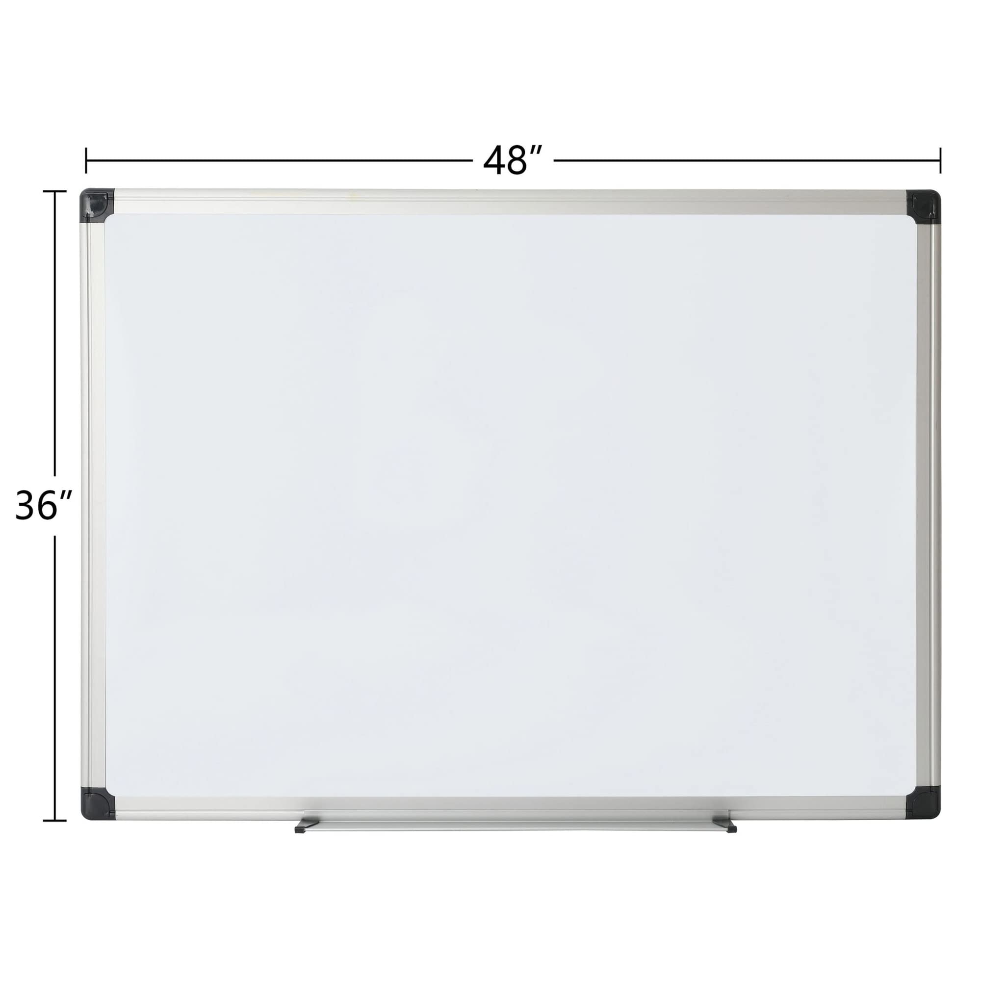 Office Depot® Brand Non-Magnetic Melamine Dry-Erase Whiteboard, 36" x 48", Aluminum Frame with Silver Finish