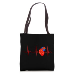 cardiology anatomy heart rhythm ekg pulse cardiac nursing tote bag