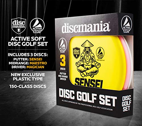 Discmania Active Soft Disc Golf Set of 3 – Includes Disc Golf Putter, Mid-Range and Driver, Frisbee Golf Disc Set, Disc Golf Starter Set (Colors Will Vary)