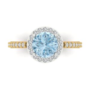 clara pucci 2.5 ct round cut solitaire w/accent halo natural aquamarine wedding statement bridal ring 18k yellow & white gold size 11