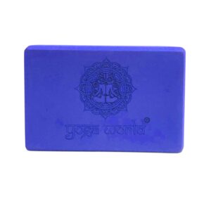 yoga world eva yoga blocks high density non-slip bricks for stretching, pilates, stability, fitness - rounded edges for secure grip easy-to-clean exercise accessories 180g (blue)