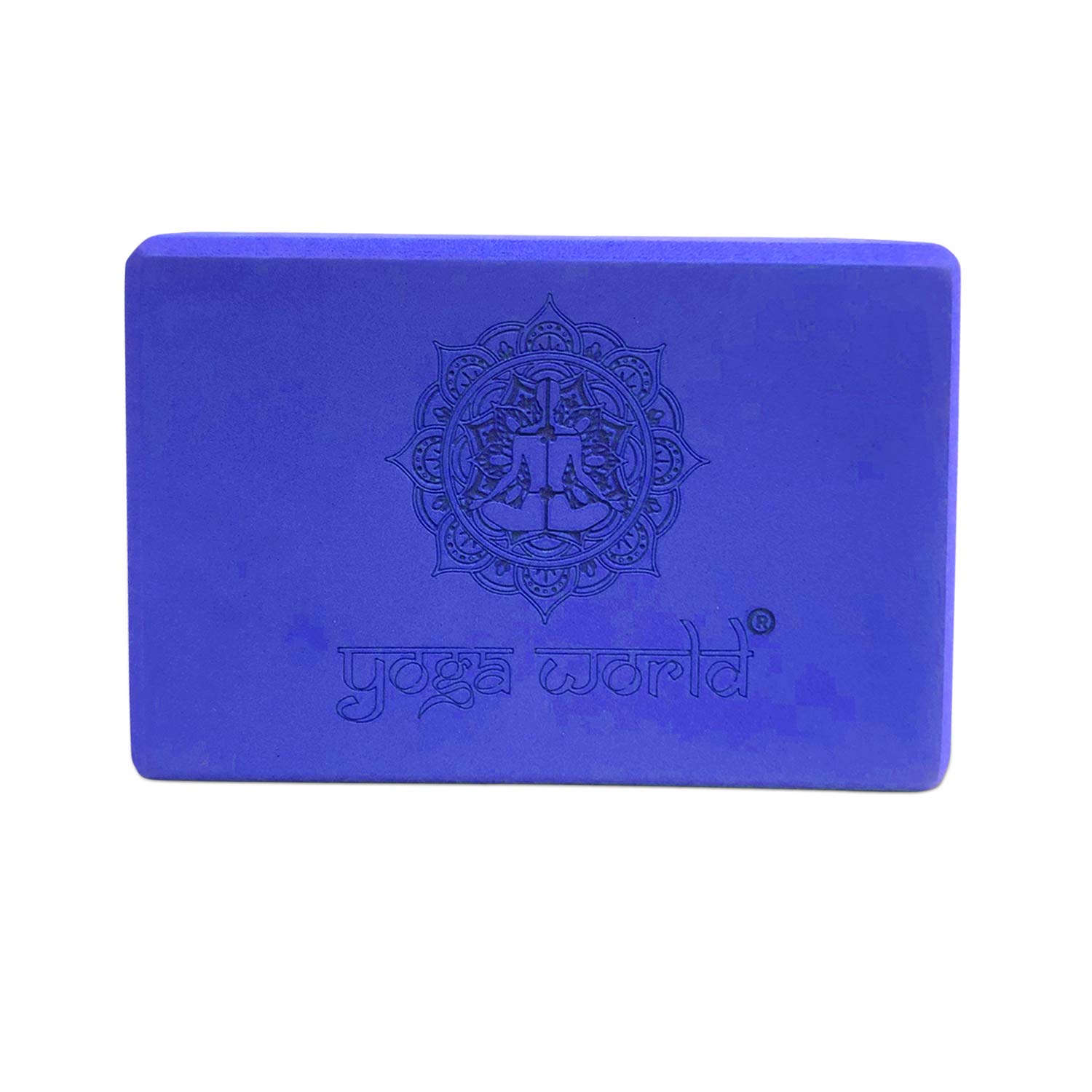 Yoga World EVA Yoga Blocks High Density Non-Slip Bricks for Stretching, Pilates, Stability, Fitness - Rounded Edges for Secure Grip Easy-to-Clean Exercise Accessories 180g (Blue)